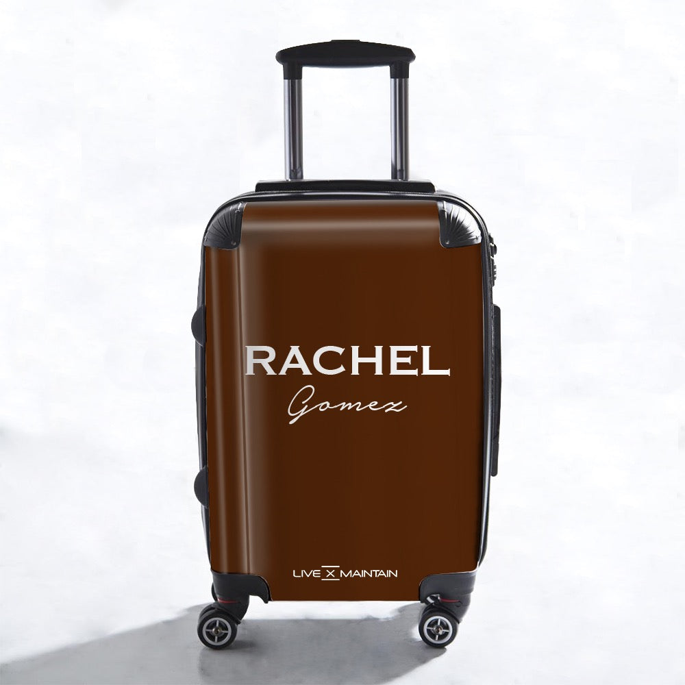 Personalised Chocolate Brown Name Suitcase - LIVE x MAINTAIN