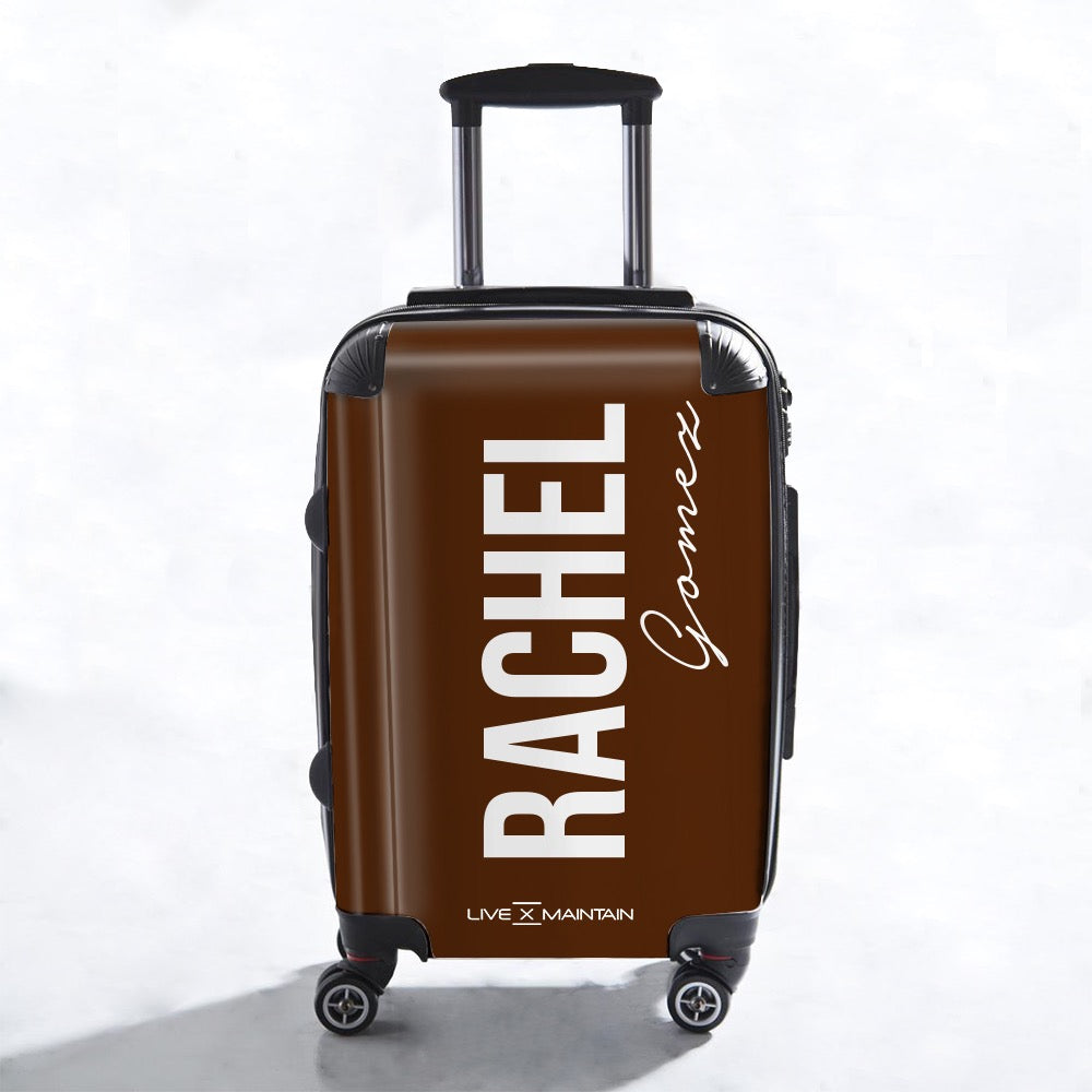 Personalised Chocolate Brown Name Suitcase - LIVE x MAINTAIN