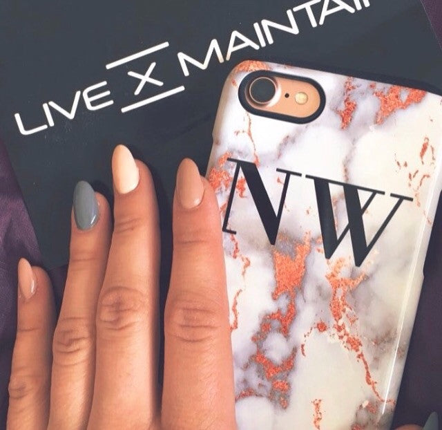 Personalised White x Rose Gold Marble Initial Phone Case - LIVE x MAINTAIN